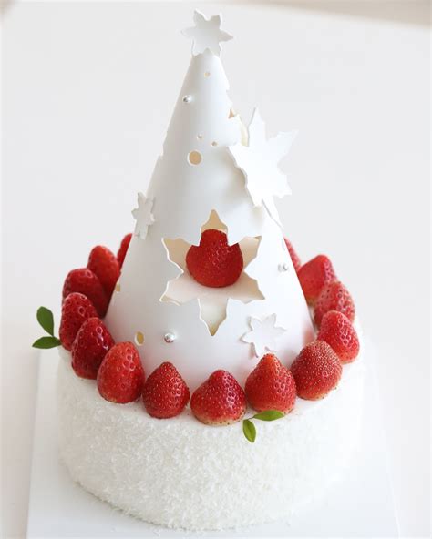 참좋다 크리스마스케이크 다가오는 크리스마스는 화이트 크리스마스이길 바래요🎄 바닐라제누와즈에 딸기 꿀리와 딸기가 샌드되고 원뿔