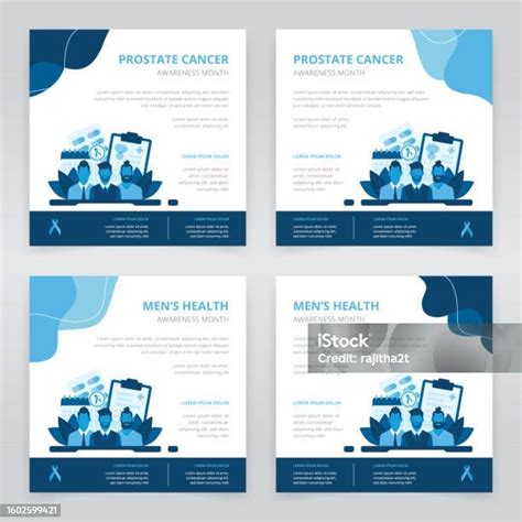 청년 및 중년 남성의 건강 인식 또는 전립선암 인식의 달 소셜 미디어 게시물 템플릿 세트 11월에 대한 스톡 벡터 아트 및 기타 이미지 11월 6월 9월 Istock