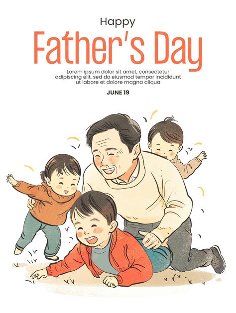 Premium Psd Fathers Day Poster Template With A Simple Line Drawing