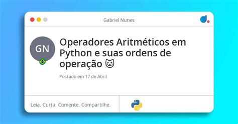 Operadores Aritméticos em Python e suas ordens de operação