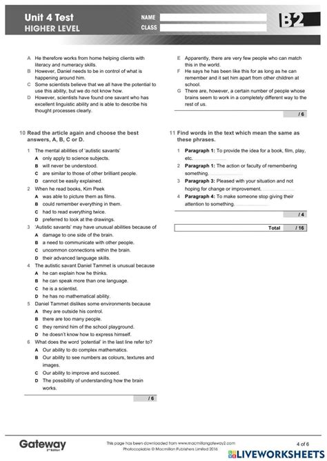 Gateway B2 Unit Free Interactive Worksheets 2551173