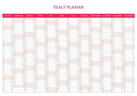 Free Printable Yearly Planner Template In Pdf Word And Excel