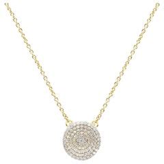 Diamond Pave Circle Pendant In Yellow Gold For Sale At 1stdibs