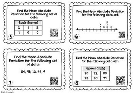 mean absolute deviation task cards pdf and distance learning worksheets library