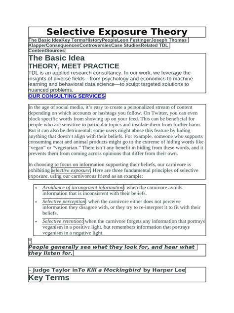 Selective Exposure Theory Pdf Psychology Behavioural Sciences