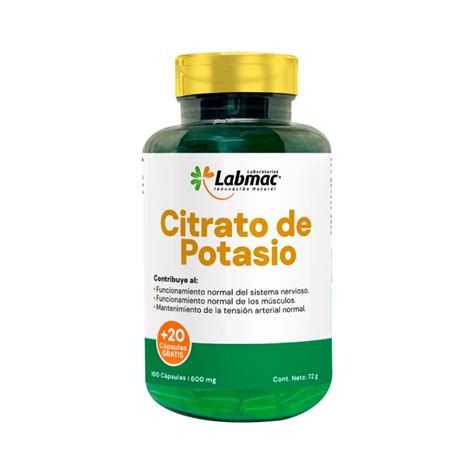 Citrato De Potasio 600mg Tabletas X 10020 Labmac El Arbolito