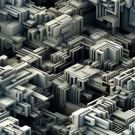 Unveiling An Intricate World Monochromatic Isometric Voxel Displacement Map Revealed Premium