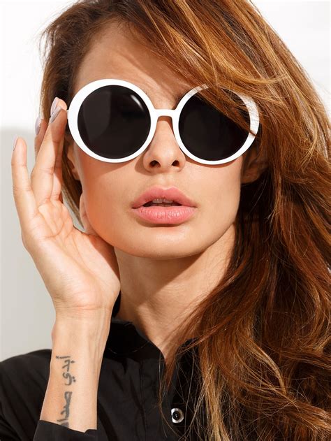Vintage White Frame Round Lens Sunglasses Round Lens Sunglasses Retro Sunglasses Women