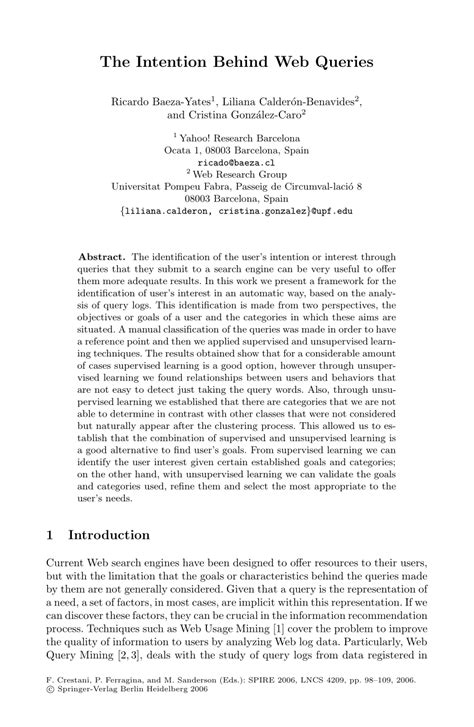 Pdf The Intention Behind Web Queries