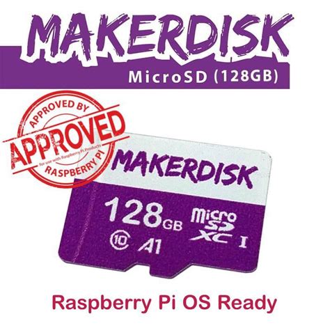 raspberry pi approved makerdisk microsd card with rpi os 128gb