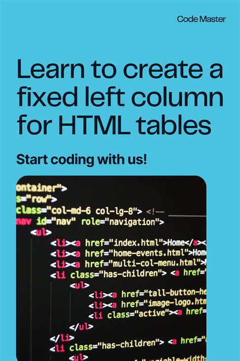 Learn To Create A Fixed Left Column For Html Tables A Table Is