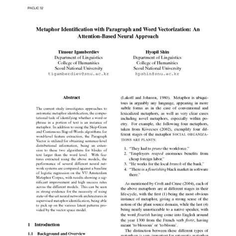 Metaphor Identification With Paragraph And Word Vectorization An