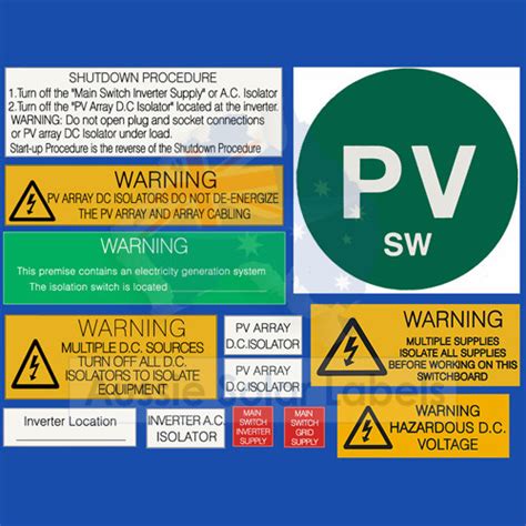 Pv Sw System Label Kit Aussie Solar Labels