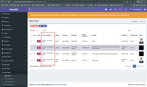 Bugerror Hari Tidak Sesuai Tanggal Pada Data Tamu · Issue 6166 · Opensidopensid · Github