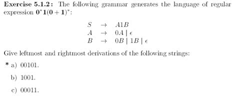 Solved Exercise 521 For The Grammar And Each Of The