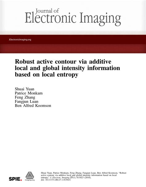 Pdf Robust Active Contour Via Additive Local And Global Intensity Information Based On Local