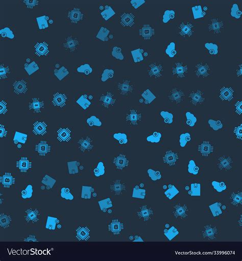 Set Cryptocurrency Wallet Cloud Mining Processor Vector Image