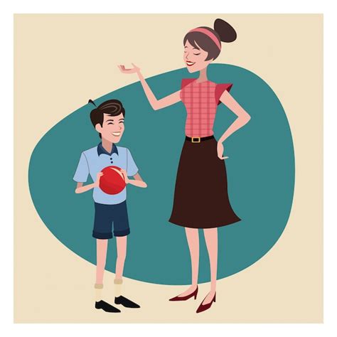 Fondo Vintage Madre E Hijo Vector Premium