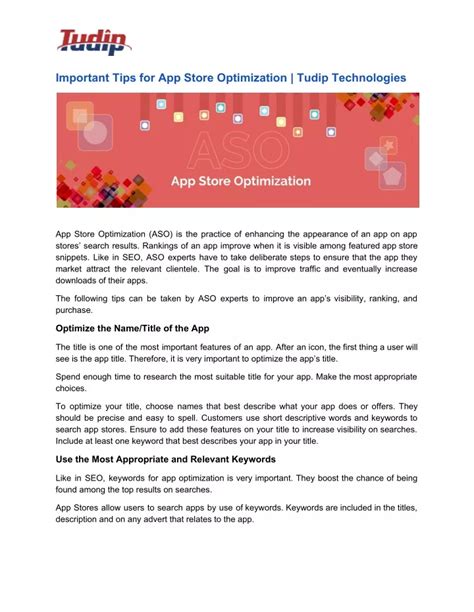 Ppt Important Tips For App Store Optimization Tudip Technologies