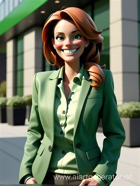 Smiling Business Leader In Green Jacket Ai Art Generator