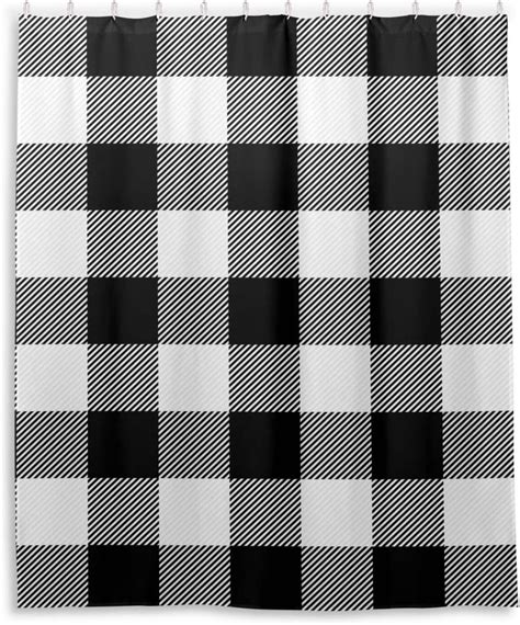 Freeamg Buffalo Plaid Shower Curtain Waterproof Fabric Bath Curtain