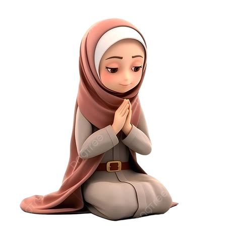 Praying Three Dimensional Cute 3d Muslim Girl Indonesian Woman Model