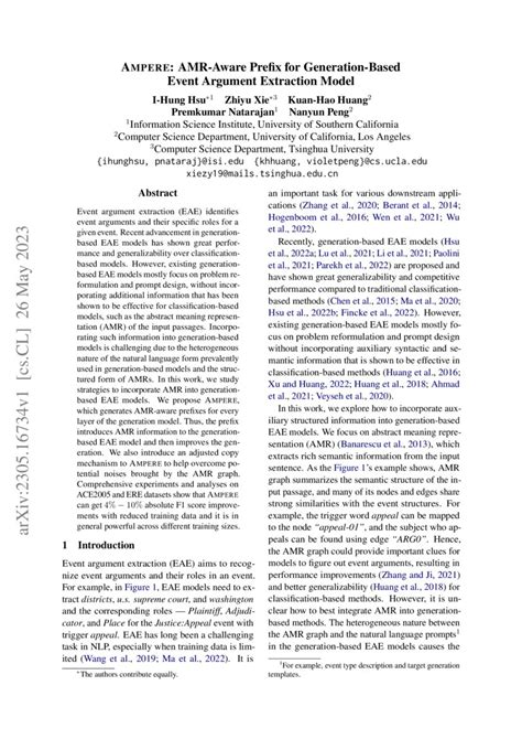 Ampere Amr Aware Prefix For Generation Based Event Argument Extraction