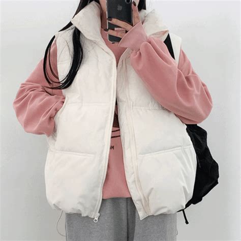웰론 빵빵이 루즈핏 하이넥 크롭 패딩 조끼 color 겨울아우터 겨울베스트 겨울신상 에이블리