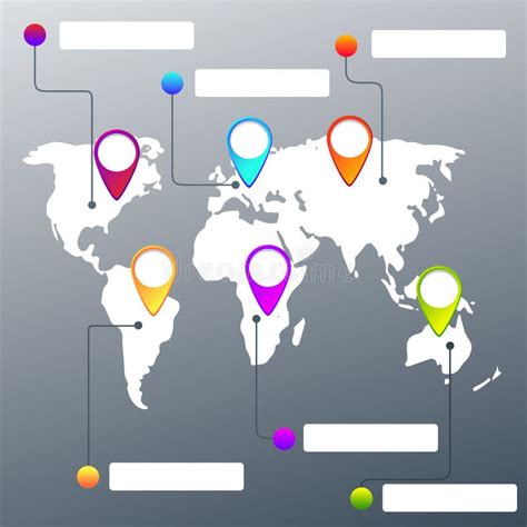 collection of map pointers and world map stock vector illustration of