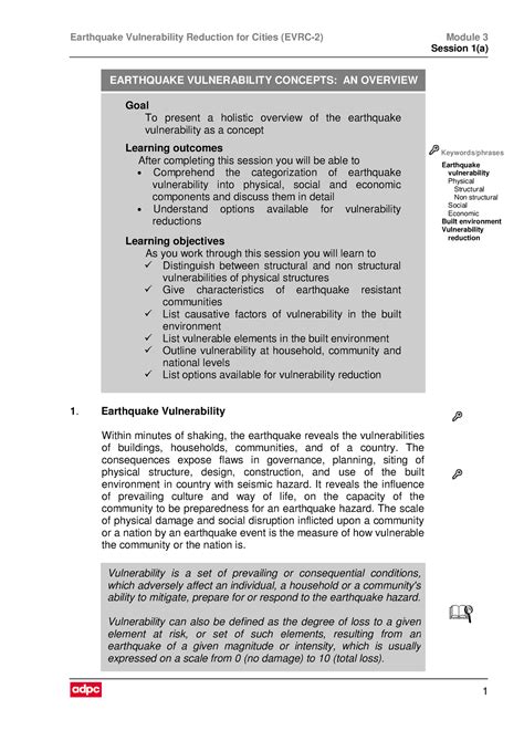 Earthquake Vulnerability Concepts An 22a497 Session 1a Earthquake