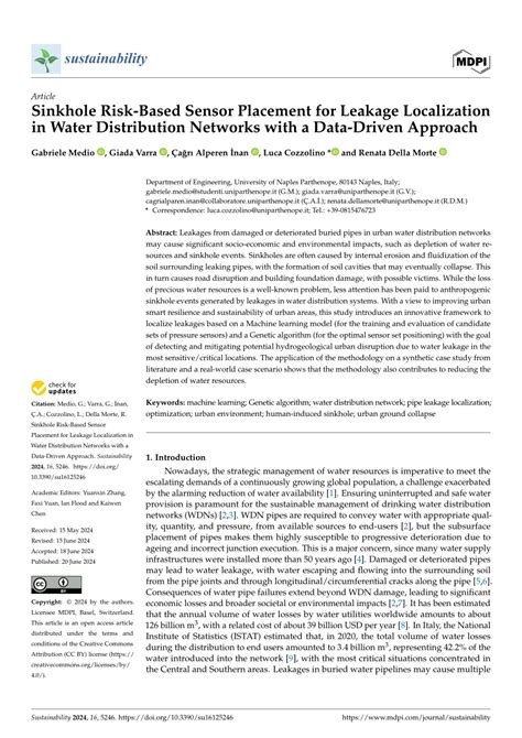 Pdf Sinkhole Risk Based Sensor Placement For Leakage Localization In