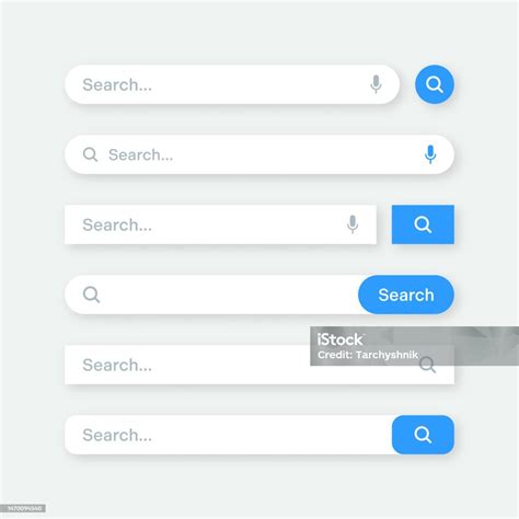 다양한 검색 창 템플릿 검색 상자 주소 표시 줄 및 텍스트 필드가있는 인터넷 브라우저 엔진 Ui 디자인 웹 아이콘 및 푸시