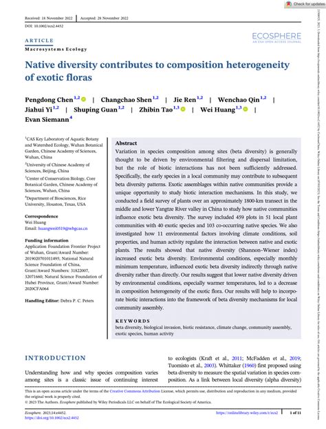 Pdf Native Diversity Contributes To Composition Heterogeneity Of