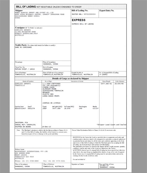 Export Declaration Form Template