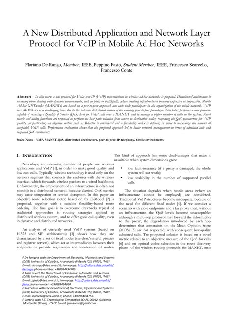 Pdf A New Distributed Application And Network Layer Protocol For Voip In Mobile Ad Hoc Networks