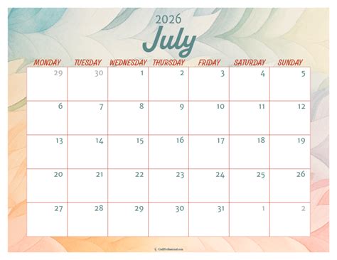 July Calendar 2026 Printable Free Pdf Planners