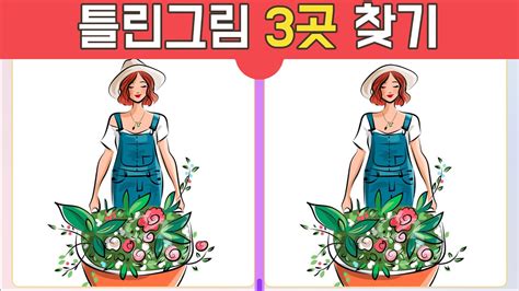 기억력 향상 프로젝트 꽃집 아가씨 틀린그림찾기 Find The 3 Differences 집중력 기억력 다른그림 치매예방 닥터퀴즈 Youtube