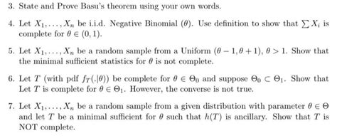 Solved 3 State And Prove Basus Theorem Using Your Own