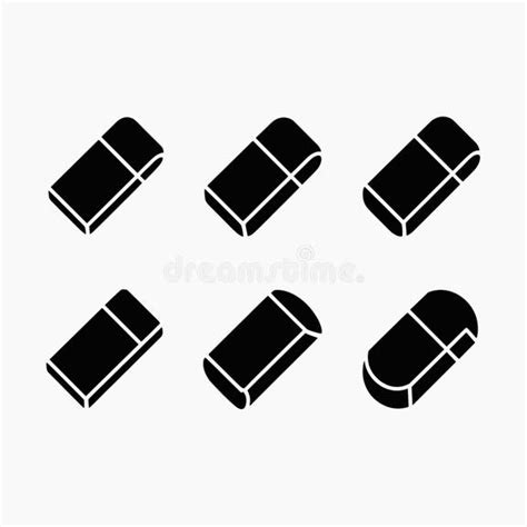 Eraser Silhouette 6 Variations Different Styles And Angles Black Vector