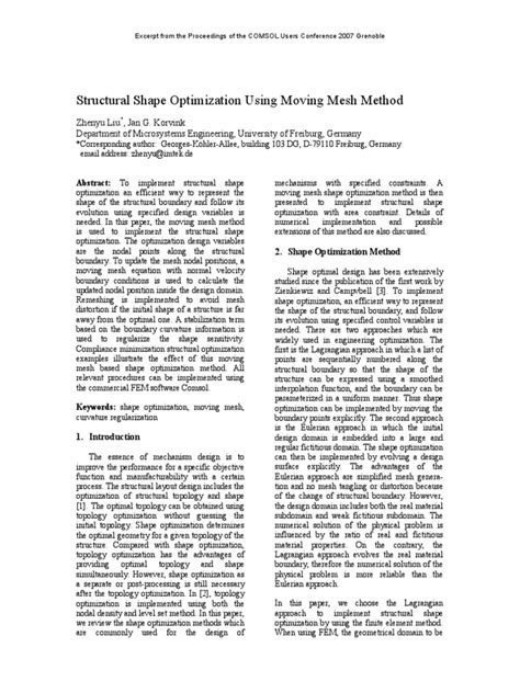 comsol users conference 2007 structural shape optimization pdf