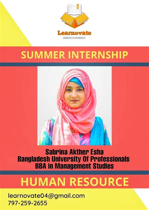 Sabrina Akther Esha On Linkedin Hrintern Learnovate