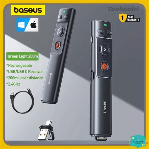 Jual Baseus Pointer Wireless Laser Hijau Merah Presenter Chargeable USB Type C Shopee Indonesia