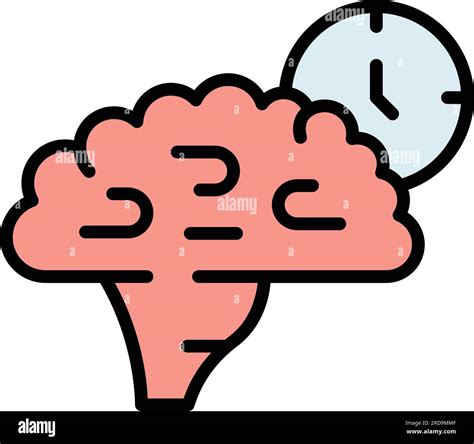 Brain Timing Icon Outline Vector Visual Cognitive Science System Color Flat Stock Vector Image