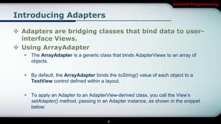 Android Using Selection Widgets PPT
