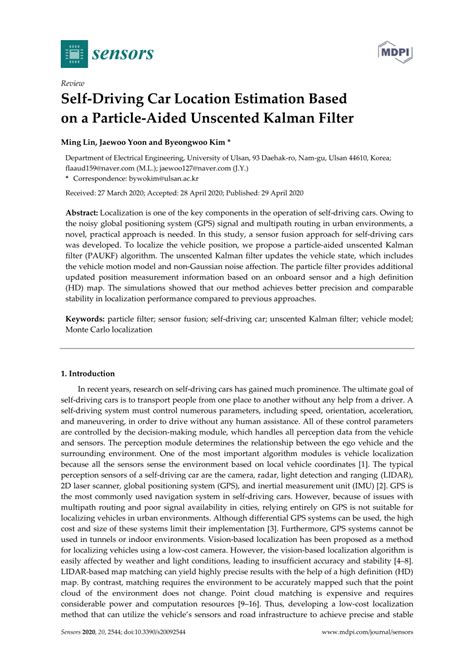 Pdf Self Driving Car Location Estimation Based On A Particle Aided Unscented Kalman Filter