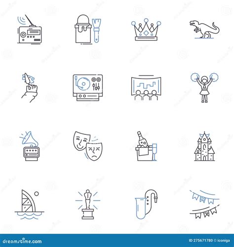 Customer Engagement Line Icons Collection Interaction Participation