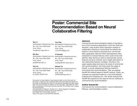 Pdf Commercial Site Recommendation Based On Neural Collaborative Filtering
