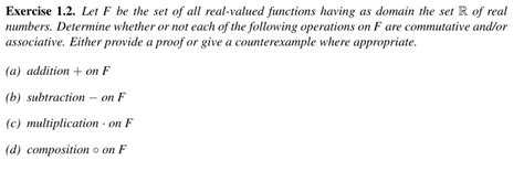 Solved Exercise 1 2 Let F Be The Set Of All Real Valued