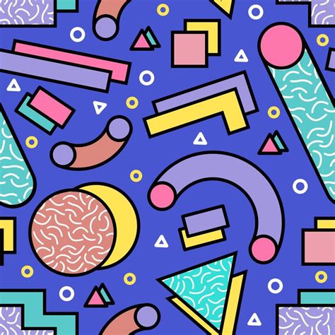 Colorful Geometric Shapes Seamless Pattern Memphis Style 14967211 Vector Art At Vecteezy