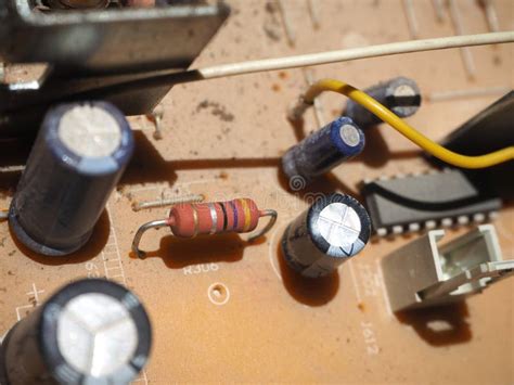 Resistor On Industrial Printed Circuit Board Stock Image Image Of Engineering Yellow 283481947